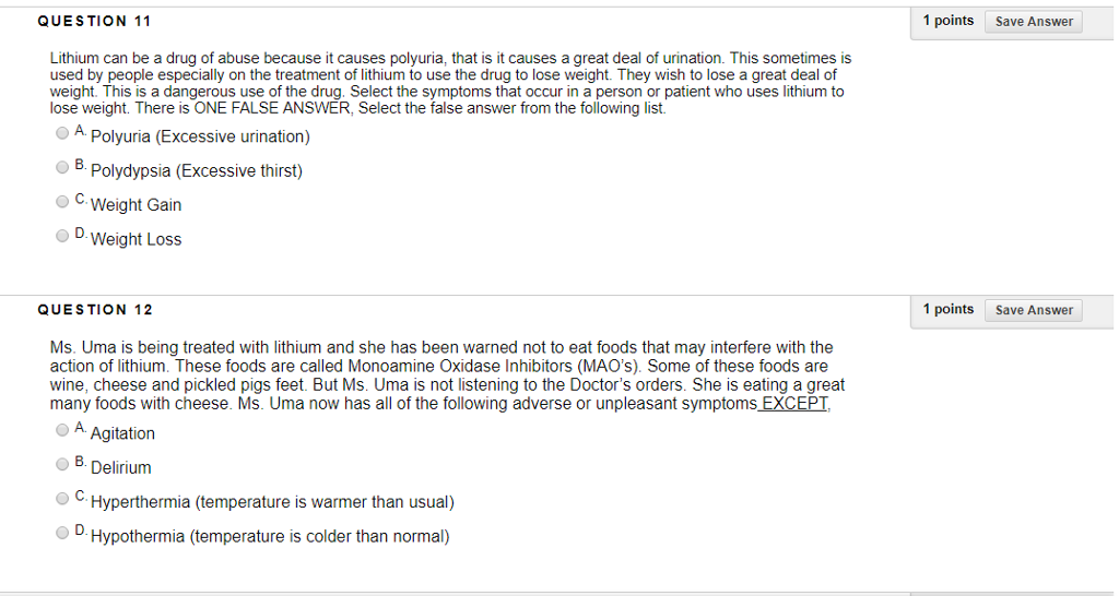 Solved QUESTION 11 1 points Save Answer Lithium can be a | Chegg.com
