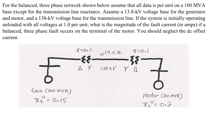 Solved For the balanced, three phase network shown below | Chegg.com