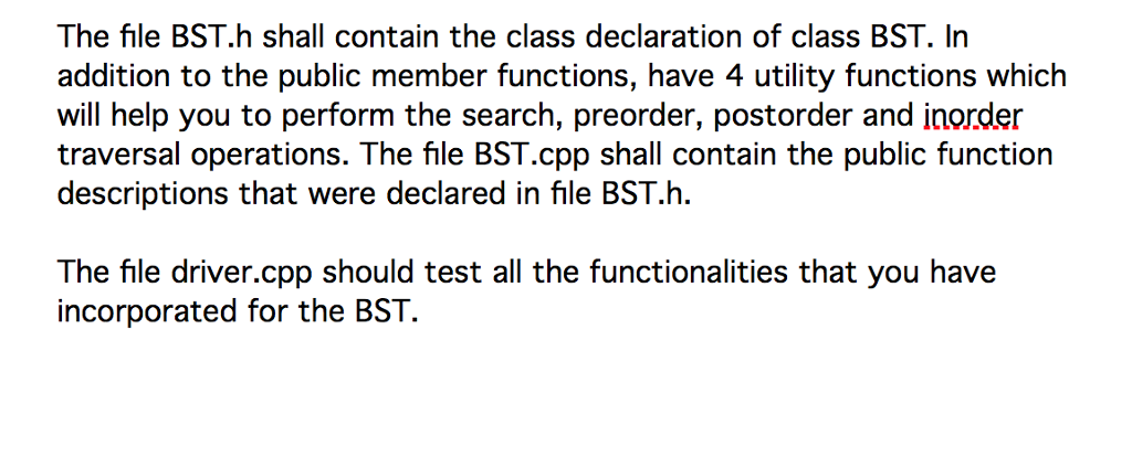 Solved CompE260: Programming Assignment on BST This program | Chegg.com Solved CompE260: Programming Assignment on BST This program | Chegg.com