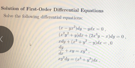 Solved Solution of First-Order Differential Equations Solve | Chegg.com
