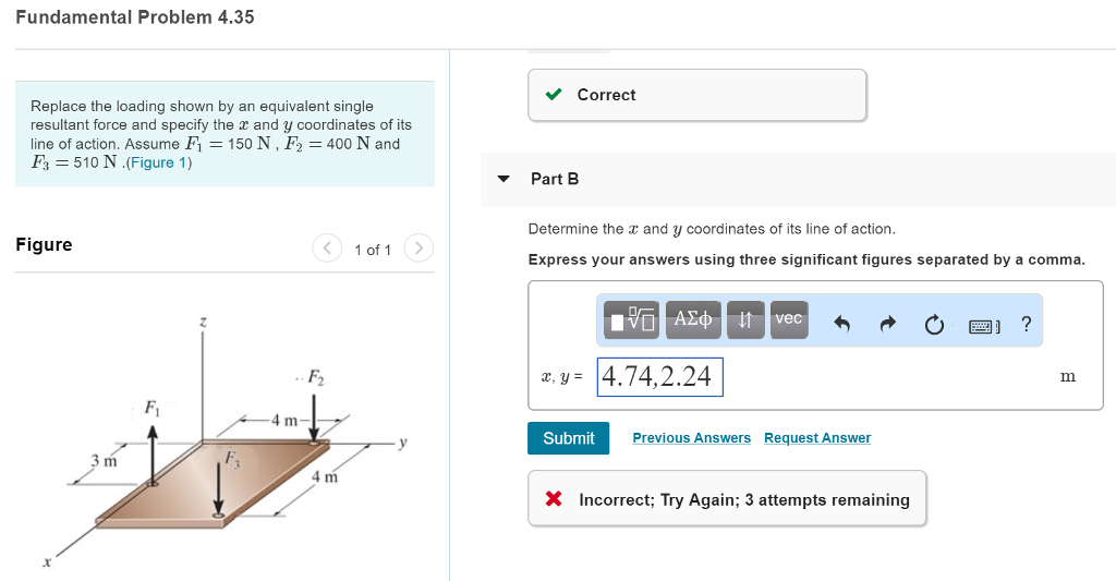 Solved Fundamental Problem 4.35 Correct Replace the loading | Chegg.com