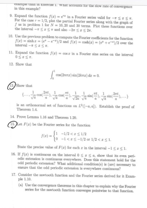 Expand the function f(x) = e^yz in a fourier series | Chegg.com