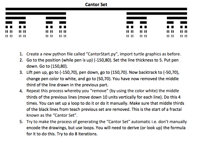 Cantor Set Create a new python file called | Chegg.com