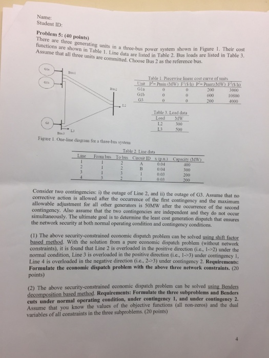 Solved There are three generating unit in a three bus power | Chegg.com