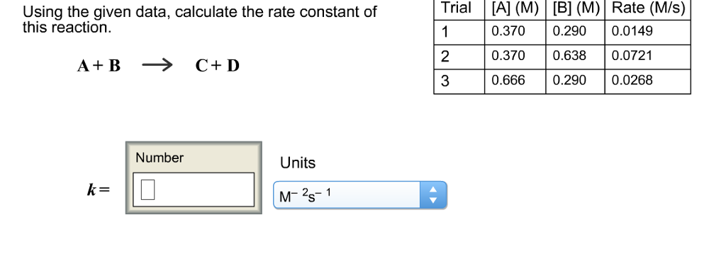 Solved Using the given data, calculate the rate constant of | Chegg.com