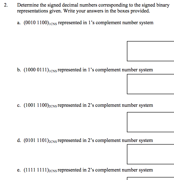 Solved Determine The Signed Decimal Numbers Corresponding To 