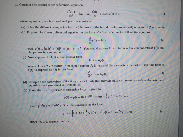 Solved Consider the second order differential equation | Chegg.com