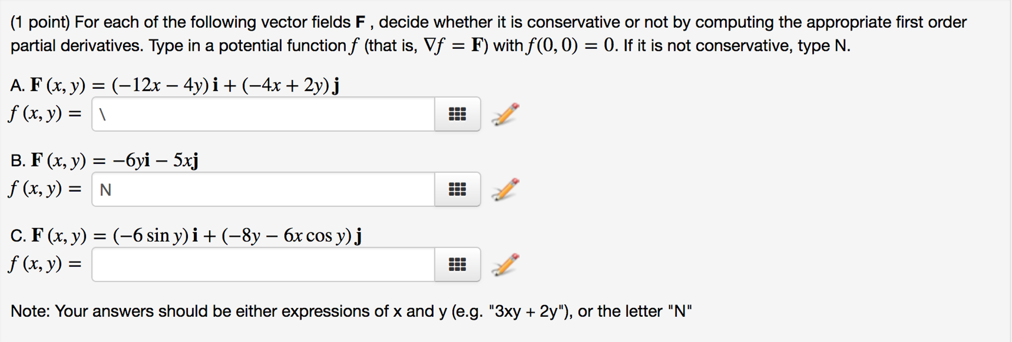 Solved For each of the following vector fields F, decide | Chegg.com