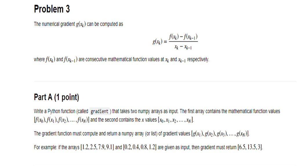 Solved Problem 3 The numerical gradient gl) can be computed | Chegg.com