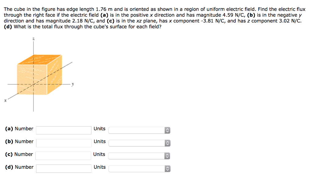 Solved The cube in the figure has edge length 1.76 m and is | Chegg.com