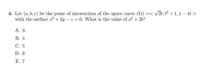 Solved 4. Let (a,b,c) be the point of intersection of the | Chegg.com