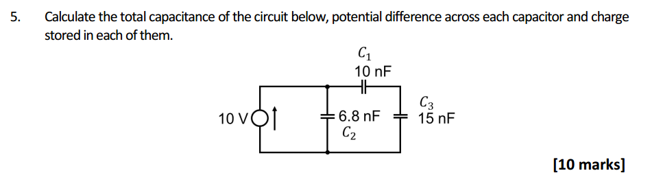 Solved 5. Calculate the total capacitance of the circuit | Chegg.com