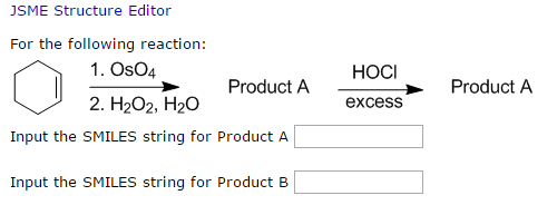 Solved JSME Structure Editor For the following reaction: | Chegg.com