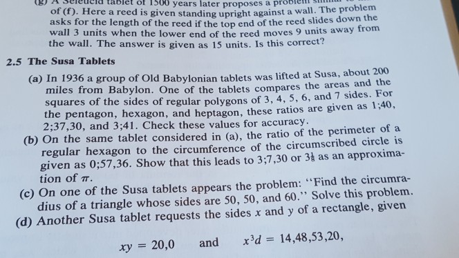Solved (B)eleucid tablet of 1500 years later proposes a | Chegg.com