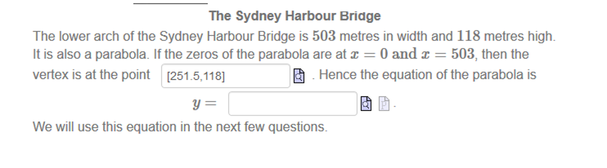 Solved The Sydney Harbor Bridge The lower arch of the Sydney | Chegg.com