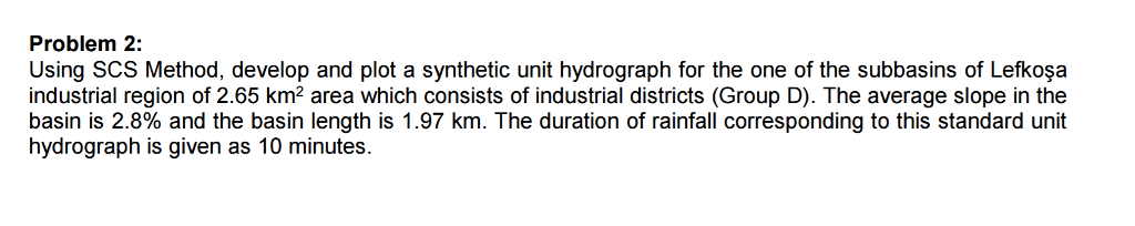 Solved Using SCS Method, develop and plot a synthetic unit | Chegg.com