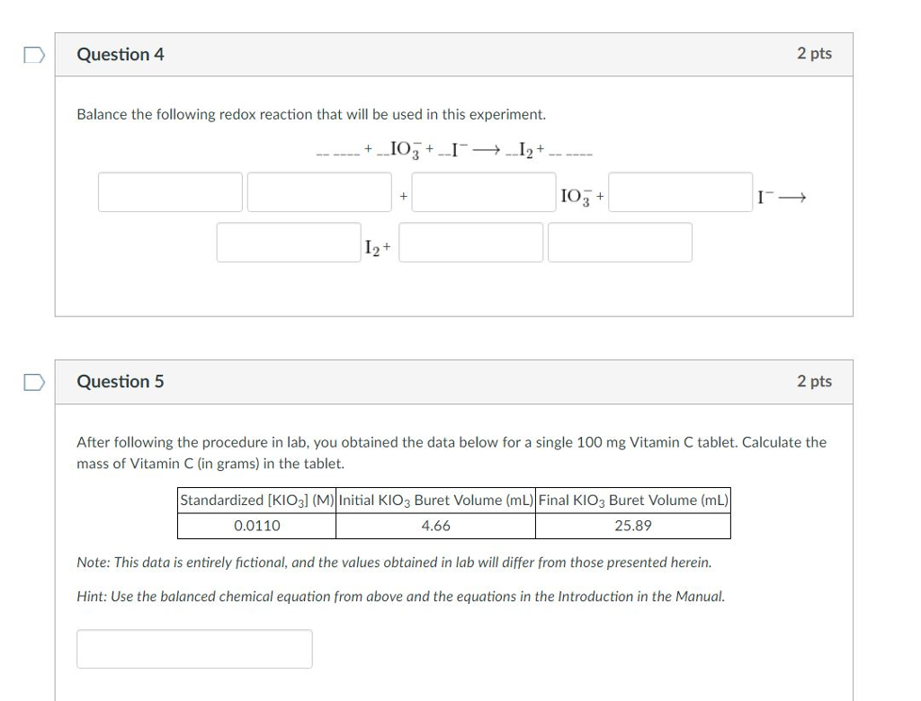 Solved Balance the following redox reaction that will be | Chegg.com