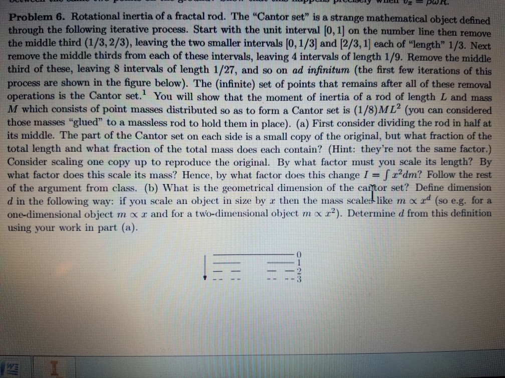 Solved Problem 6. Rotational inertia of a fractal rod. The | Chegg.com