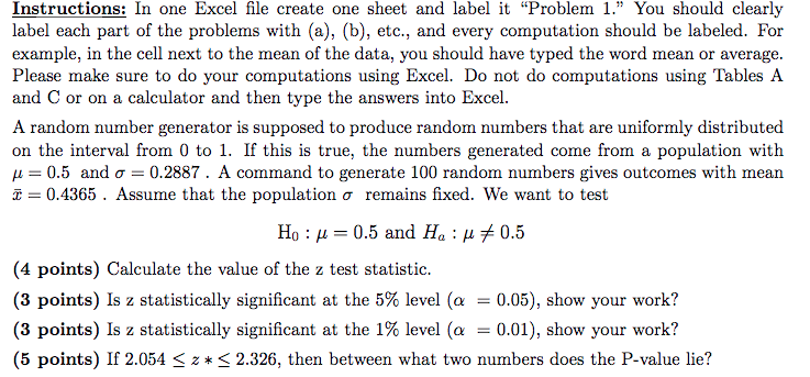 Solved Instructions In One Excel File Create One Sheet And 6418