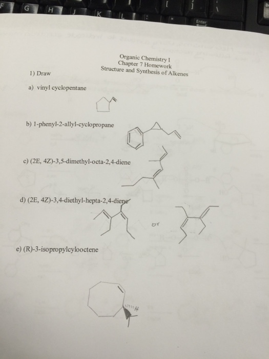 Solved Draw the following alkene structures. They are | Chegg.com
