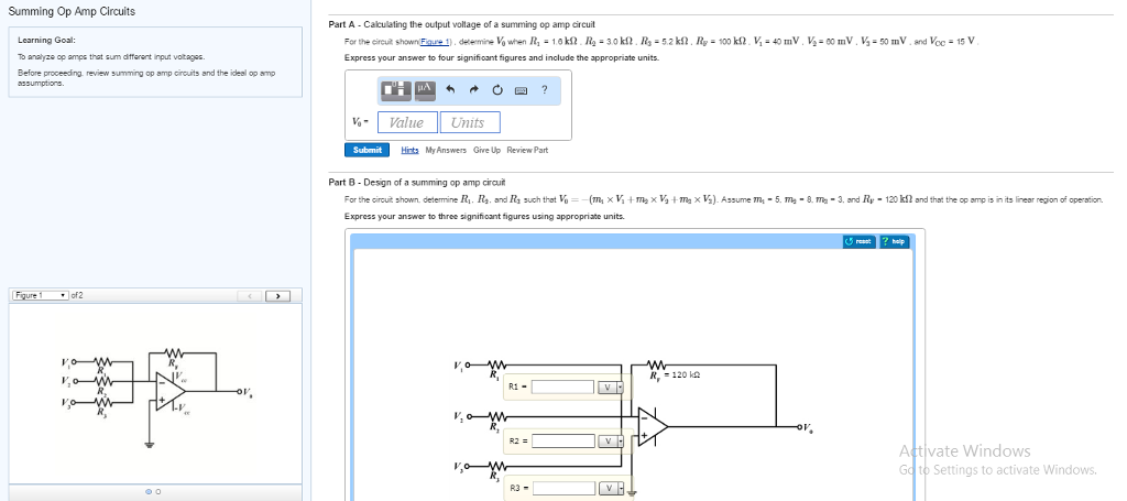 Solved Summing op Amp Circuits Learning Goal To analyze op | Chegg.com