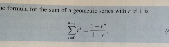 Solved e formula for the sum of a geometric series with r | Chegg.com