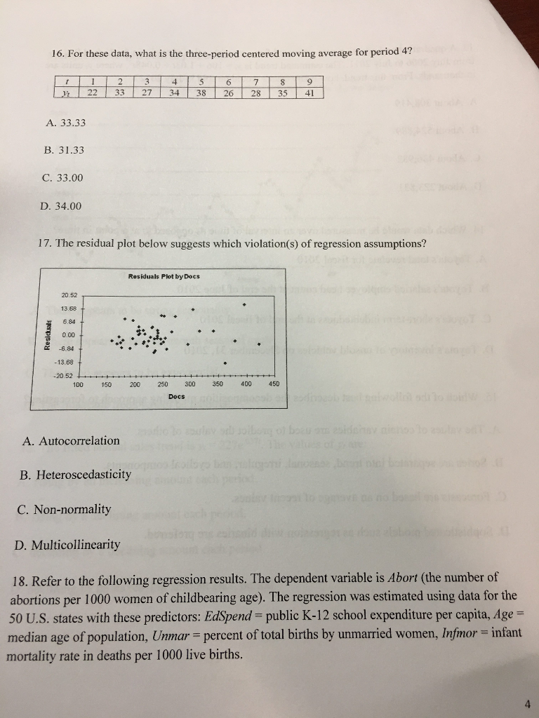 Solved For these data, what is the three-period centered | Chegg.com