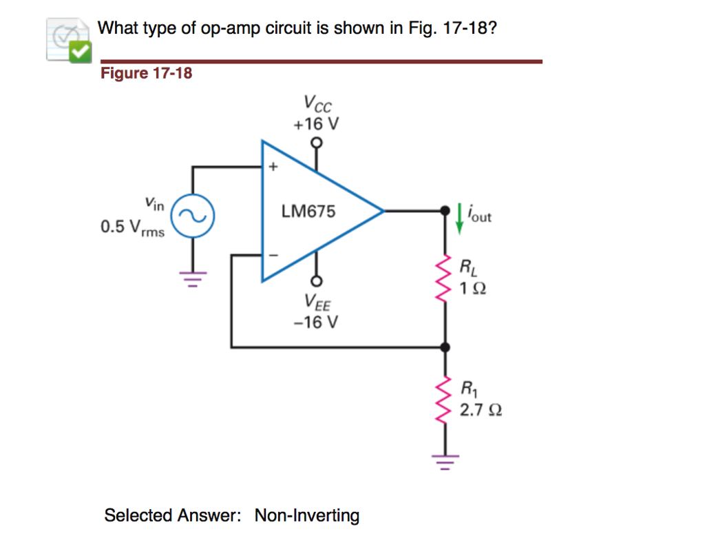 Solved What type of op-amp circuit is shown in Fig. 17-18? | Chegg.com