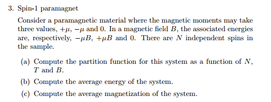 Solved Consider a paramagnetic material where the magnetic | Chegg.com