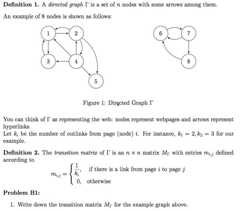 Definition 1. A directed graph「is a set of n nodes | Chegg.com