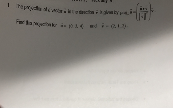 Solved The projection of a vector u in the direction v is | Chegg.com