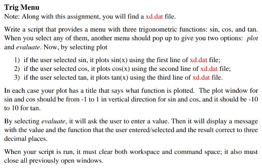 Solved Trig Meniu Note: Along with this assignment, you will | Chegg.com
