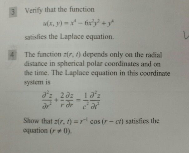Solved 3 Verify That The Function Satisfies The Laplace