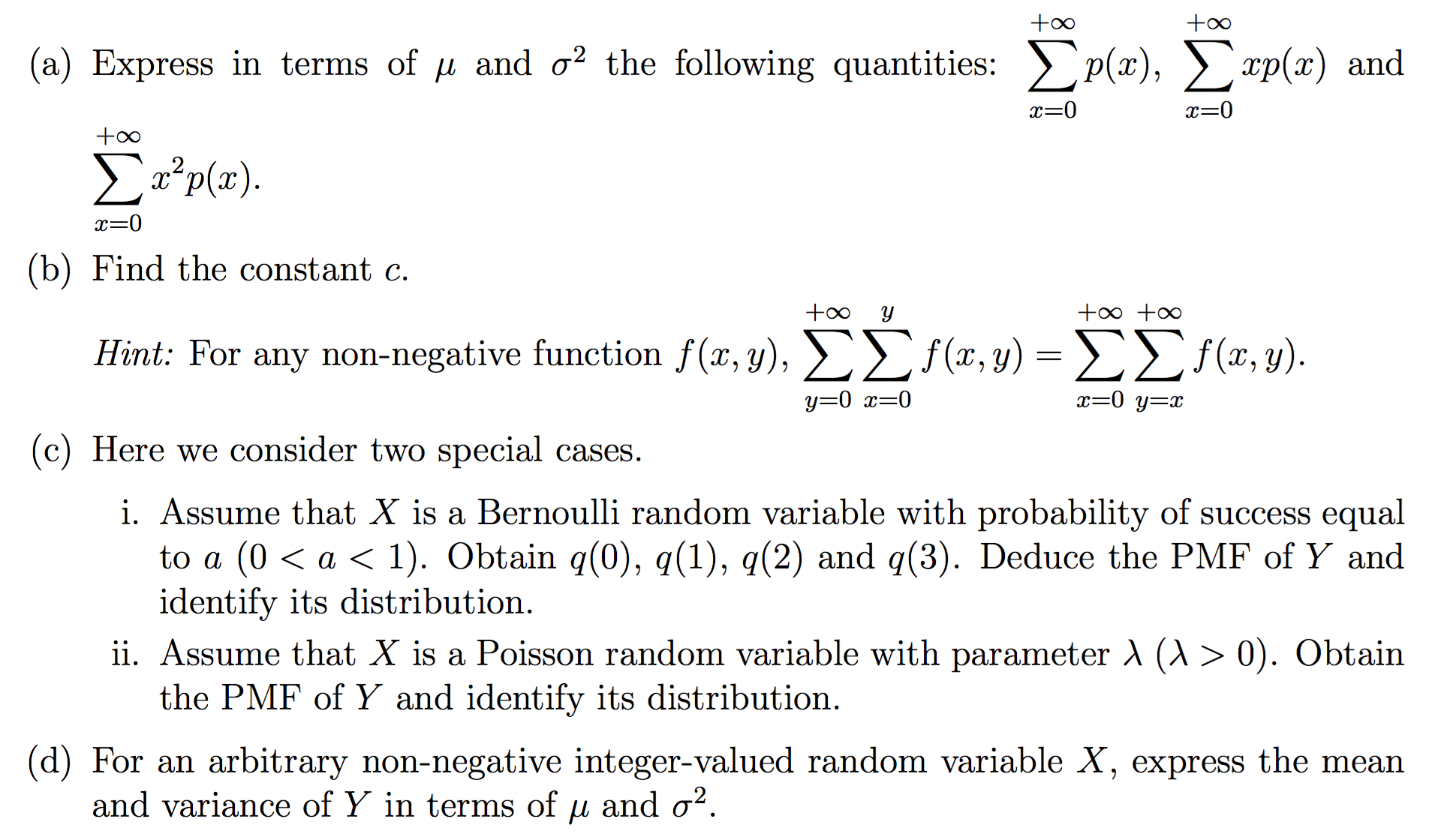 Solved Let X be a non-negative integer-valued random | Chegg.com Solved Let X be a non-negative integer-valued random | Chegg.com