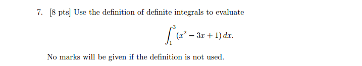 Solved Use the definition of definite integrals to evaluate | Chegg.com