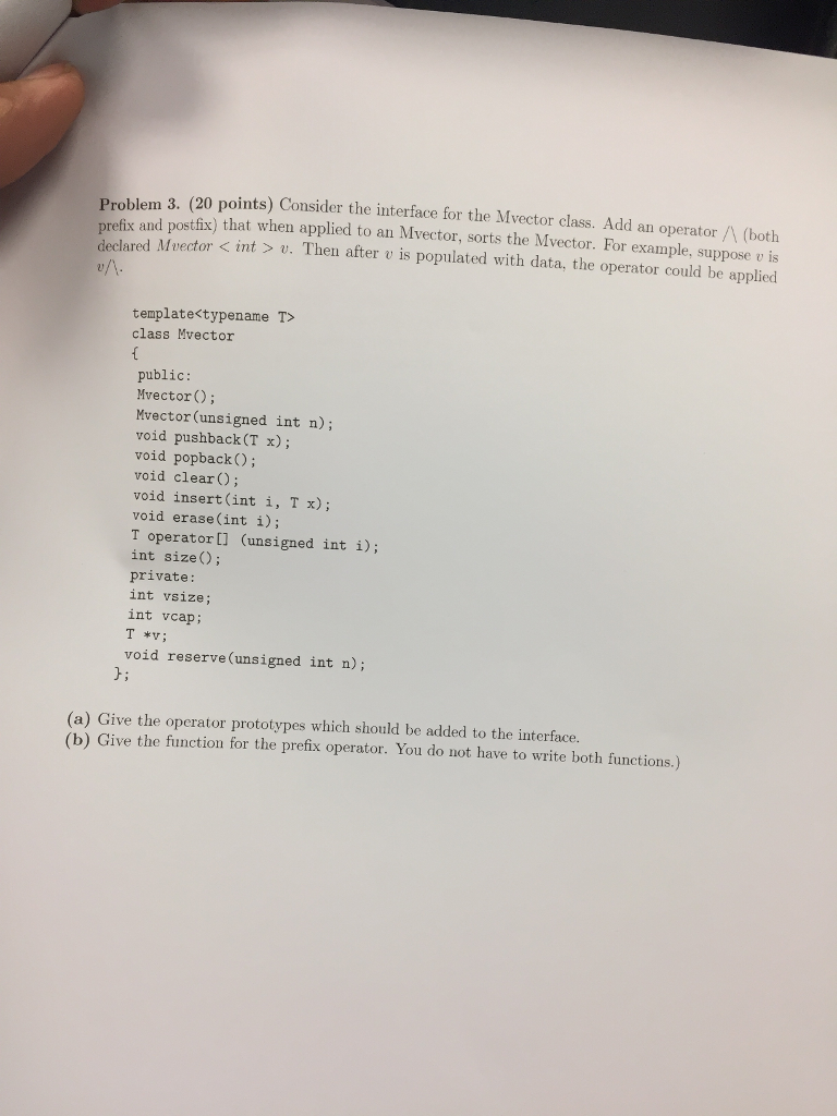 Problem 3. (20 points) Consider the interface for the | Chegg.com