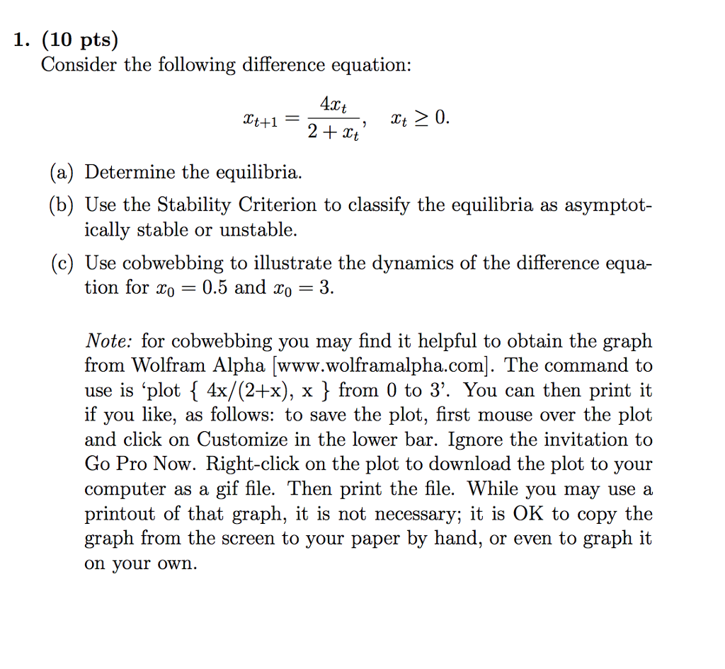 Solved 1. (10 pts) Consider the following difference | Chegg.com Solved 1. (10 pts) Consider the following difference | Chegg.com