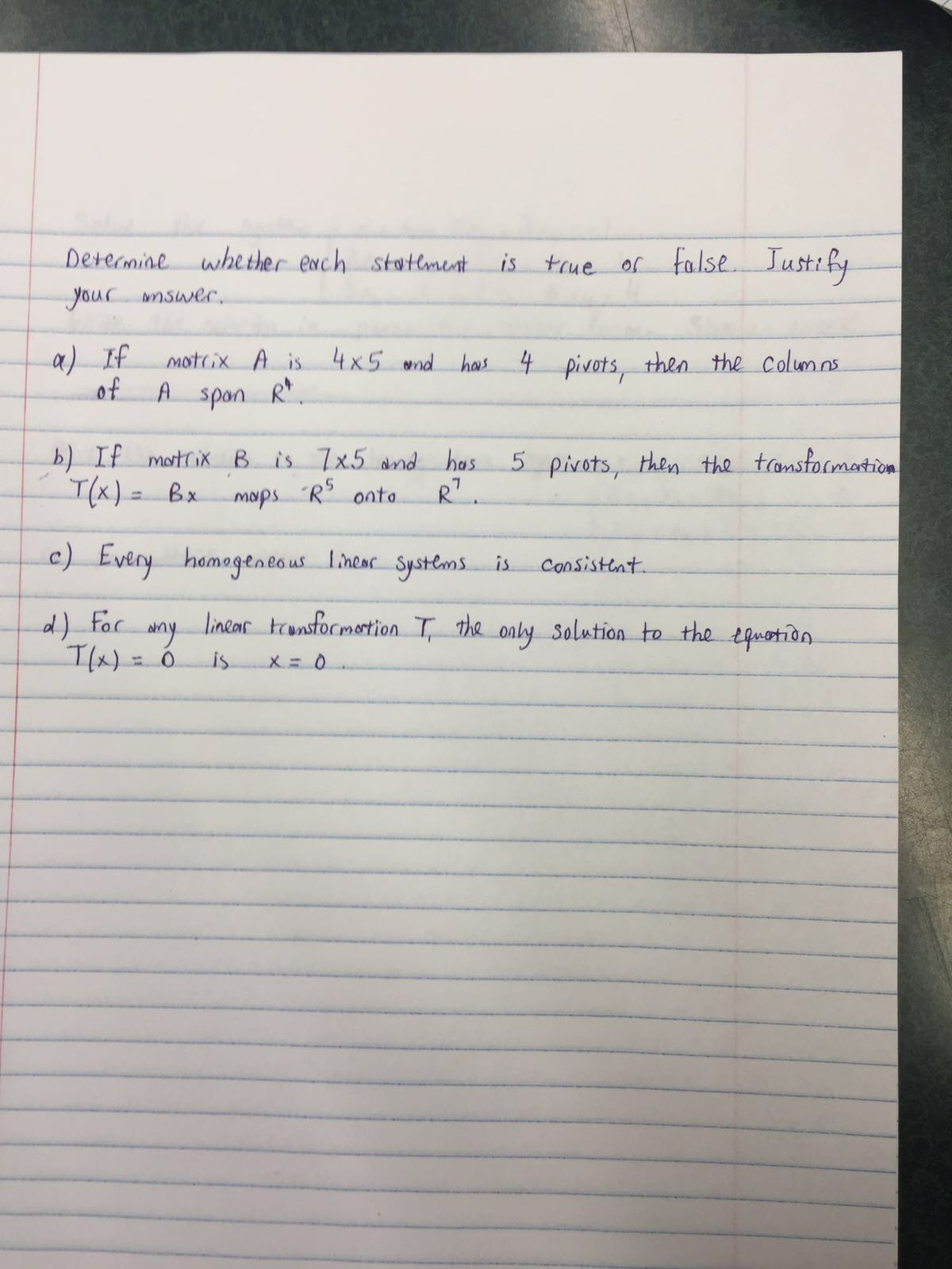 Solved Determine whether each statement is true or false. | Chegg.com