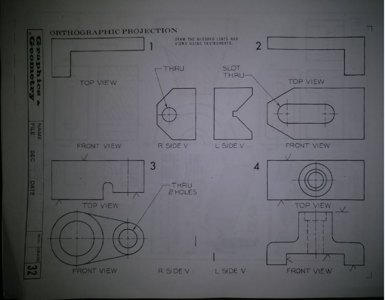 Solved ORTHOGRAPHIC PROJECTION 09A'6 THE栞1S51RG LINES AND | Chegg.com
