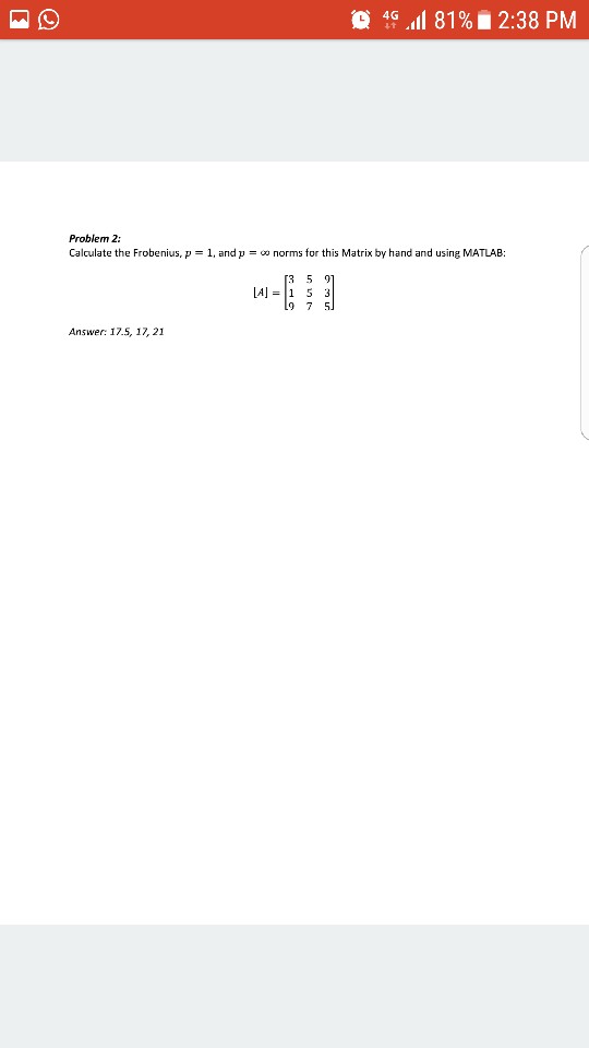 Solved 4G、ill 81% 2:38 PM Problem 2: Calculate the | Chegg.com