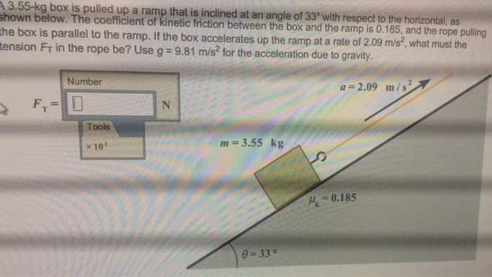 Solved 3.55-kg box is pulled up a ramp that is inclined at | Chegg.com