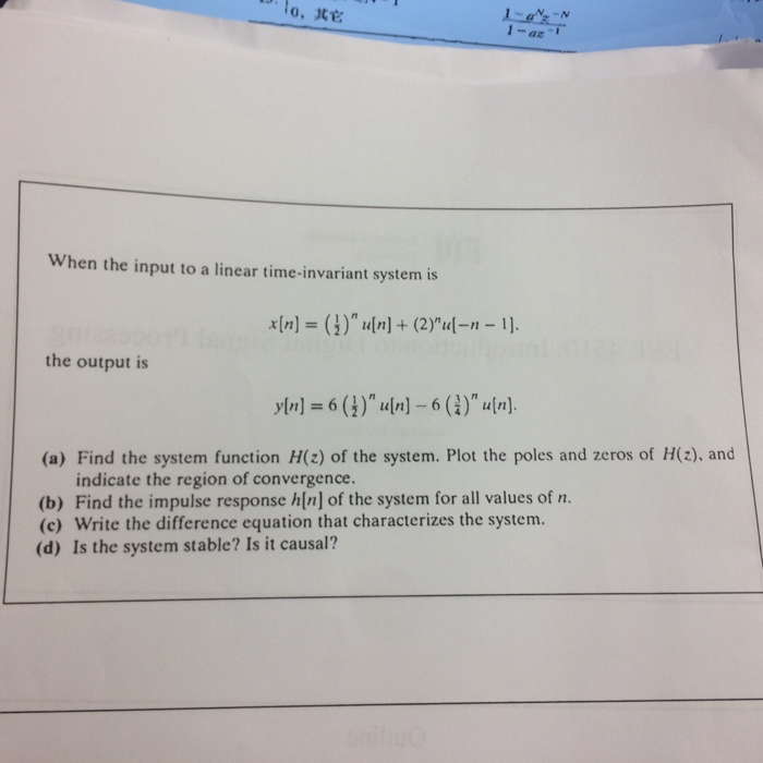 Solved When the input to a linear time-invariant system is | Chegg.com
