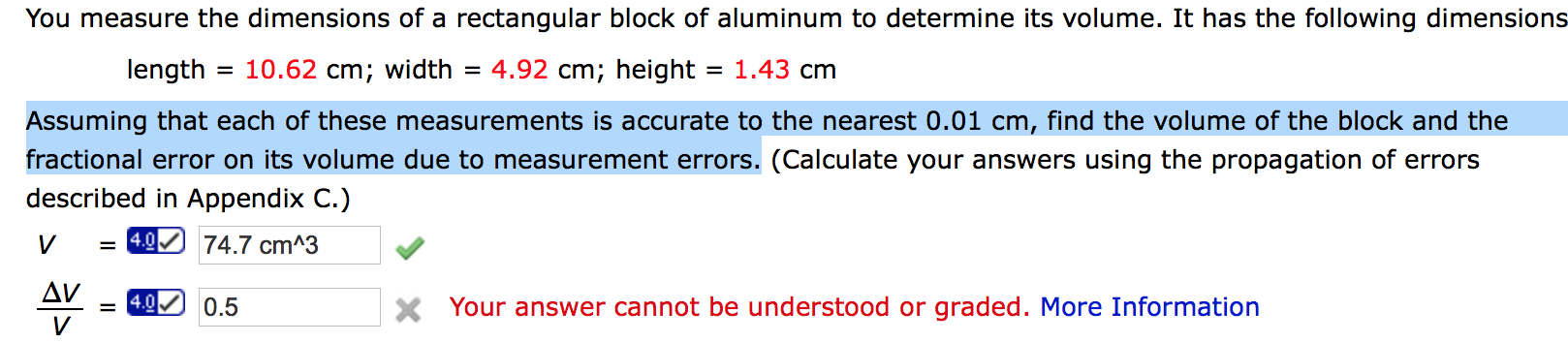 Solved You measure the dimensions of a rectangular block of | Chegg.com
