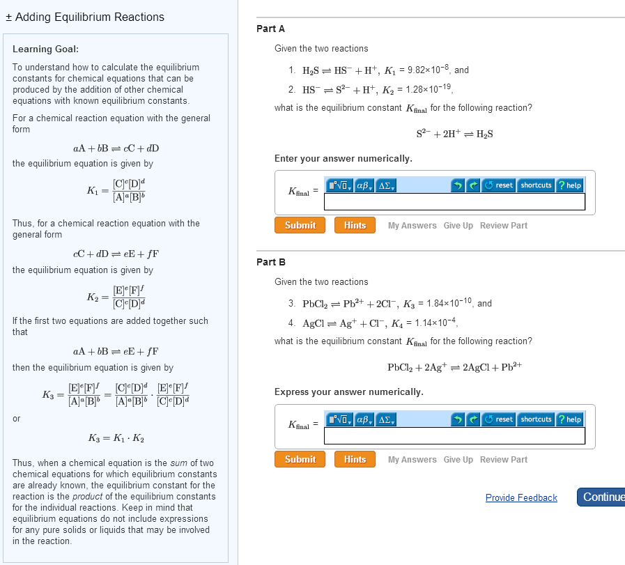 Solved Adding Equilibrium Reactions Learning Goal: To | Chegg.com
