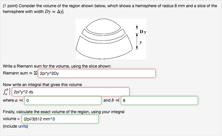 Solved Consider the volume of the region shown below, which | Chegg.com