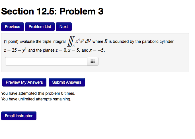 Solved Section 12.5: Problem 3 Previous Problem List Next (1 | Chegg.com