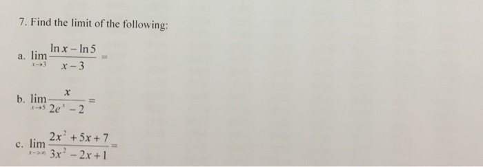 Solved Find the limit of the following: lim_n rightarrow 3 | Chegg.com