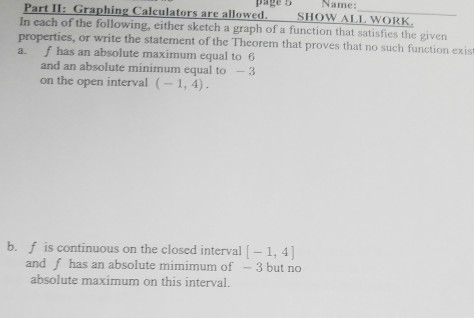 Solved Graphing Calculators are allowed. In each of the | Chegg.com