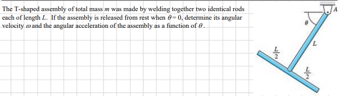 Solved The T-shaped assembly of total mass m was made by | Chegg.com