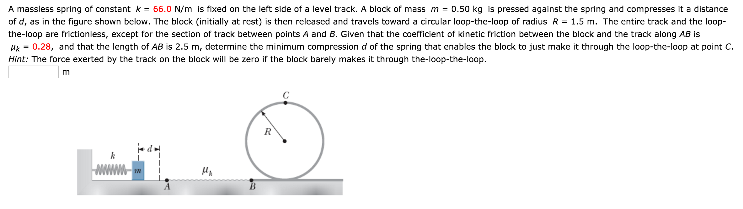 Solved A massless spring of constant k = 66.0 N/m is fixed | Chegg.com